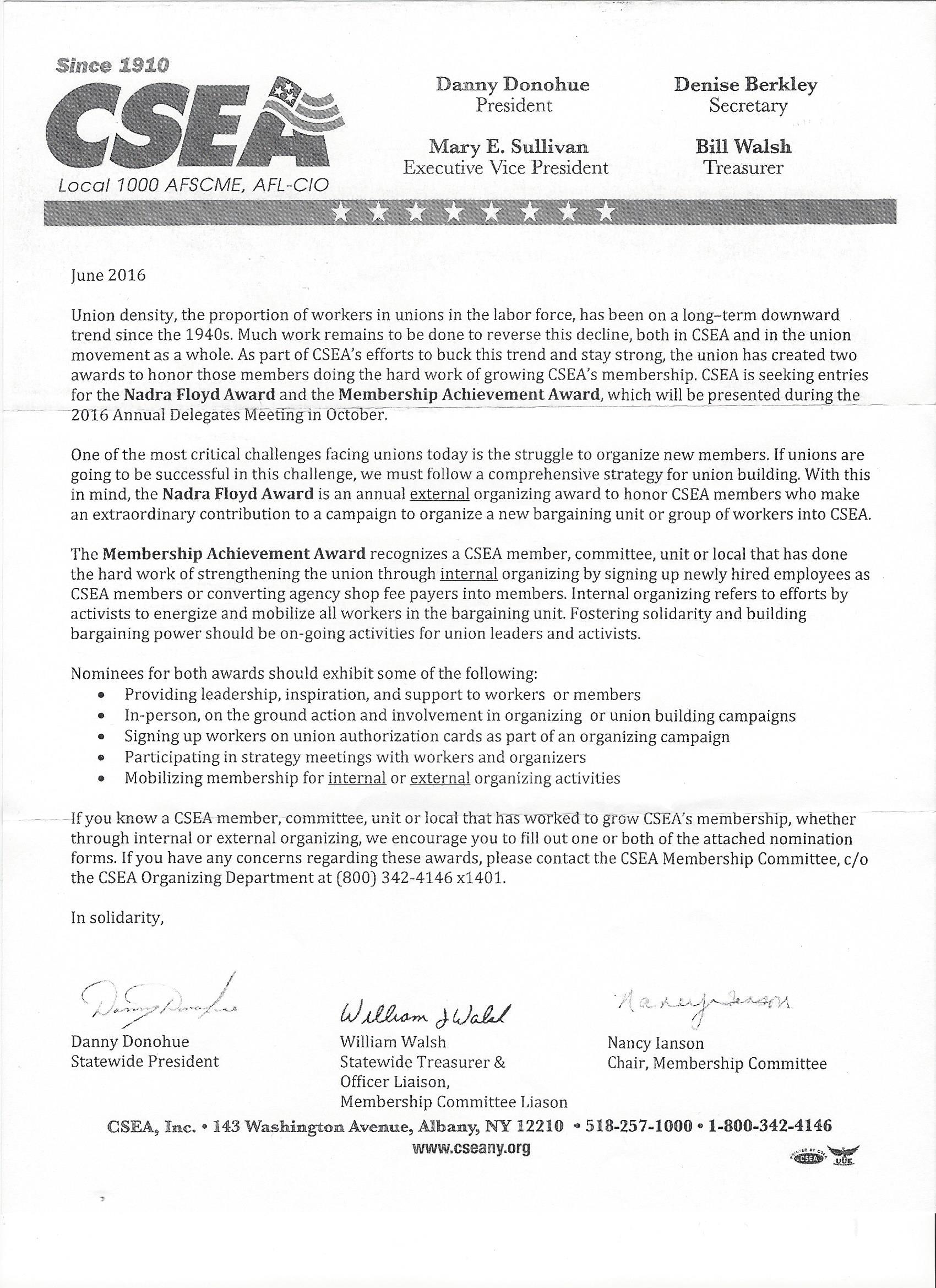 Award Letter – CSEA Local 403